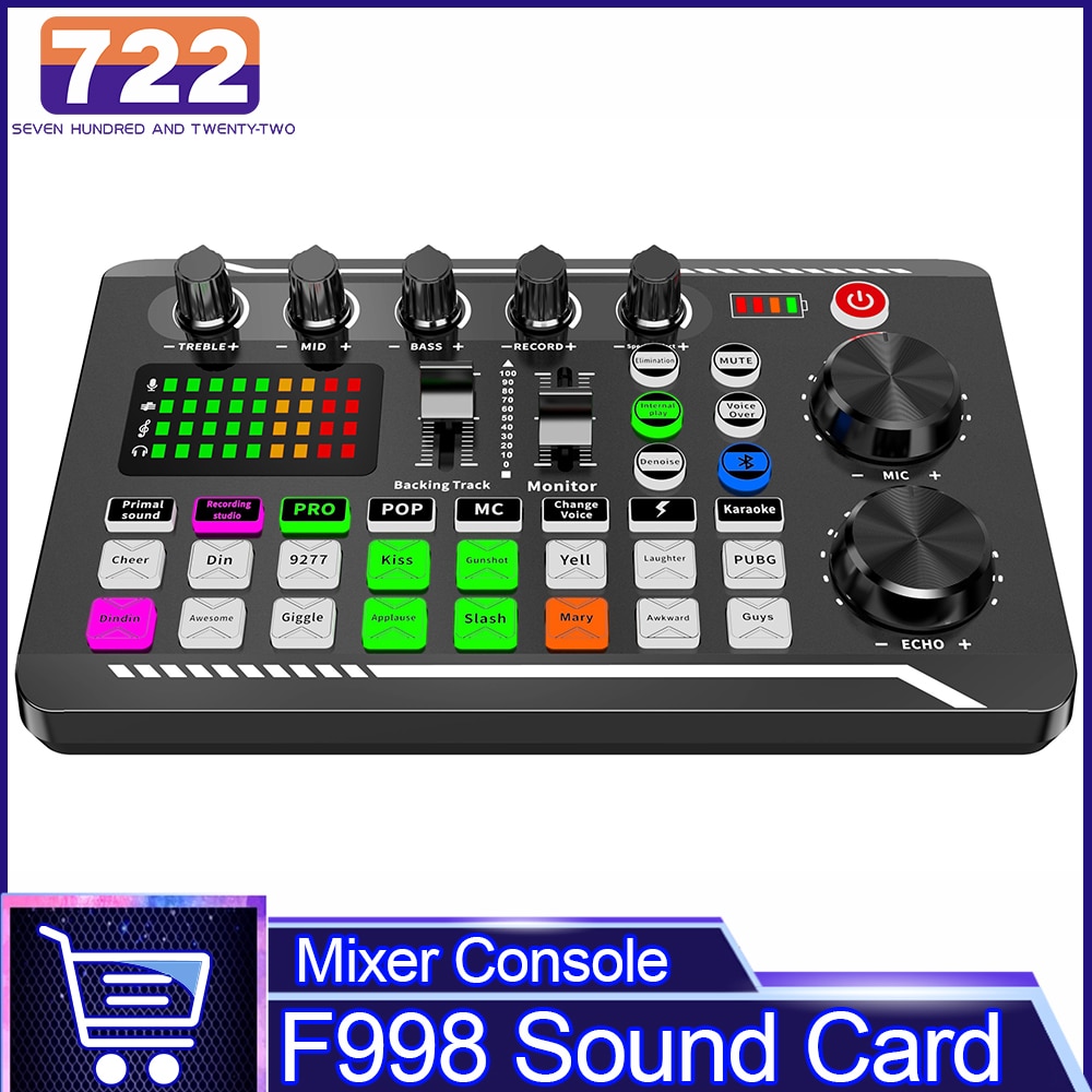 F998 Sound Card Microphone Sound Mixer | getthebassfun
